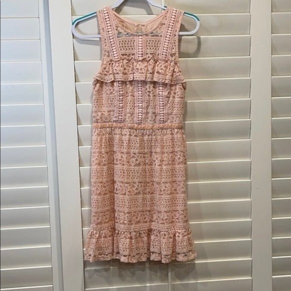 Disney | Dresses | Disney Princess Girls Midi Dress Peach Floral Lace ...